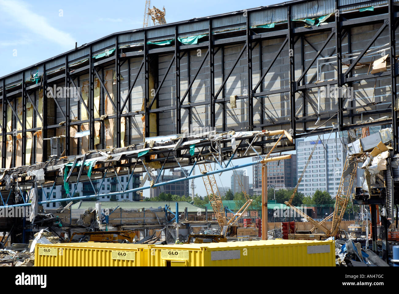 London Arena being demolished Docklands London Stock Photo - Alamy
