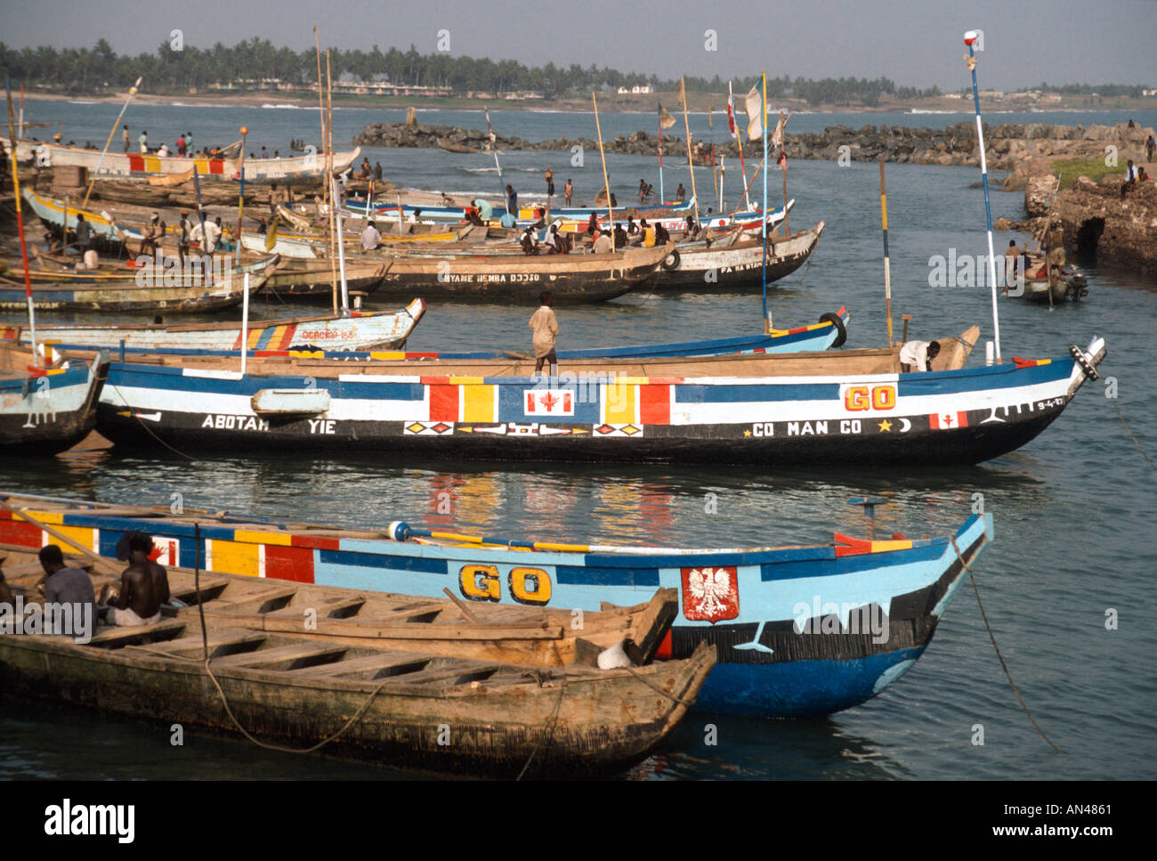 Fishing Boats Elmina Ghana West Africa Stock Photo - Alamy