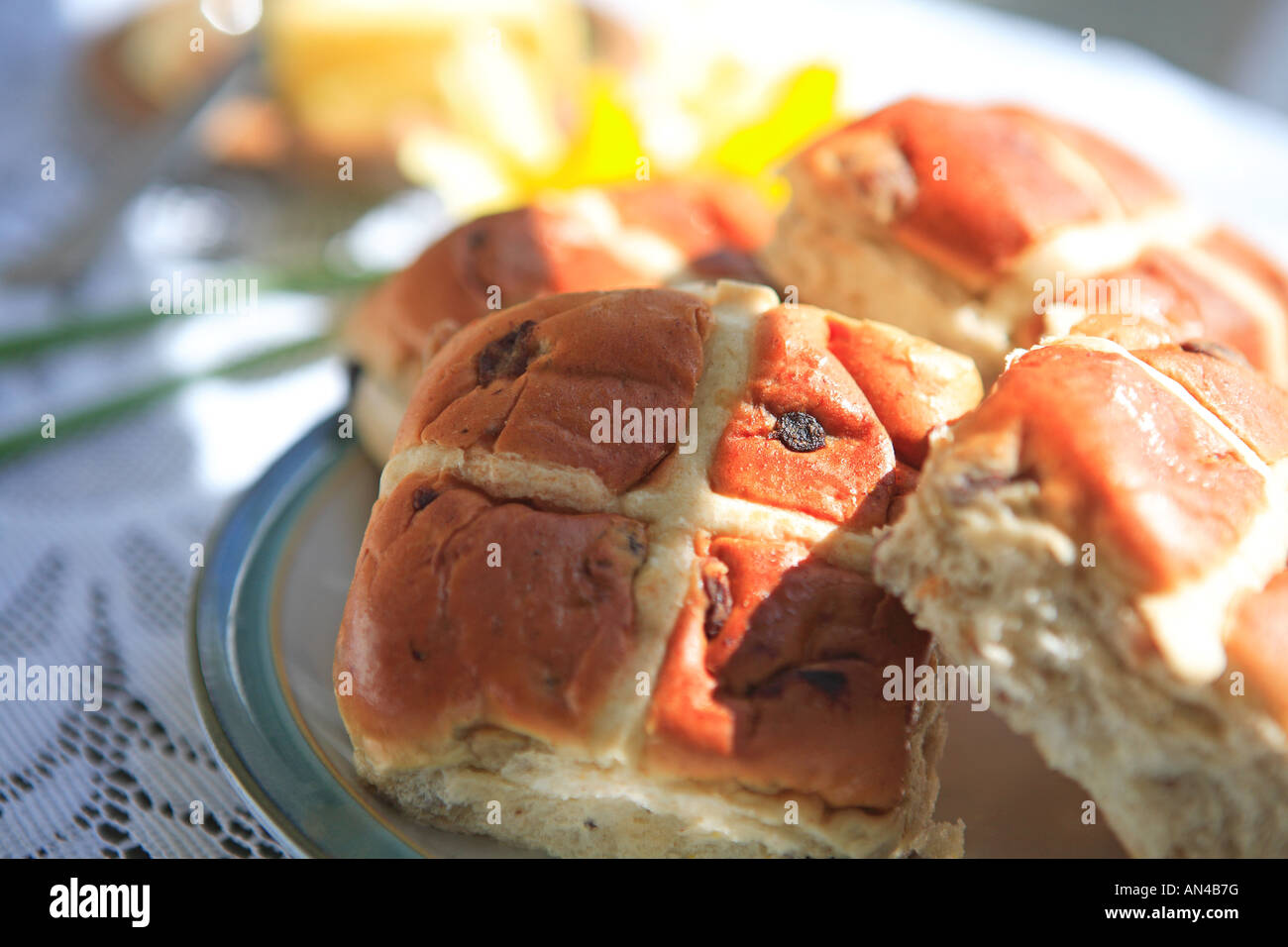 Bread, Hot Cross Bun Stock Photo - Alamy