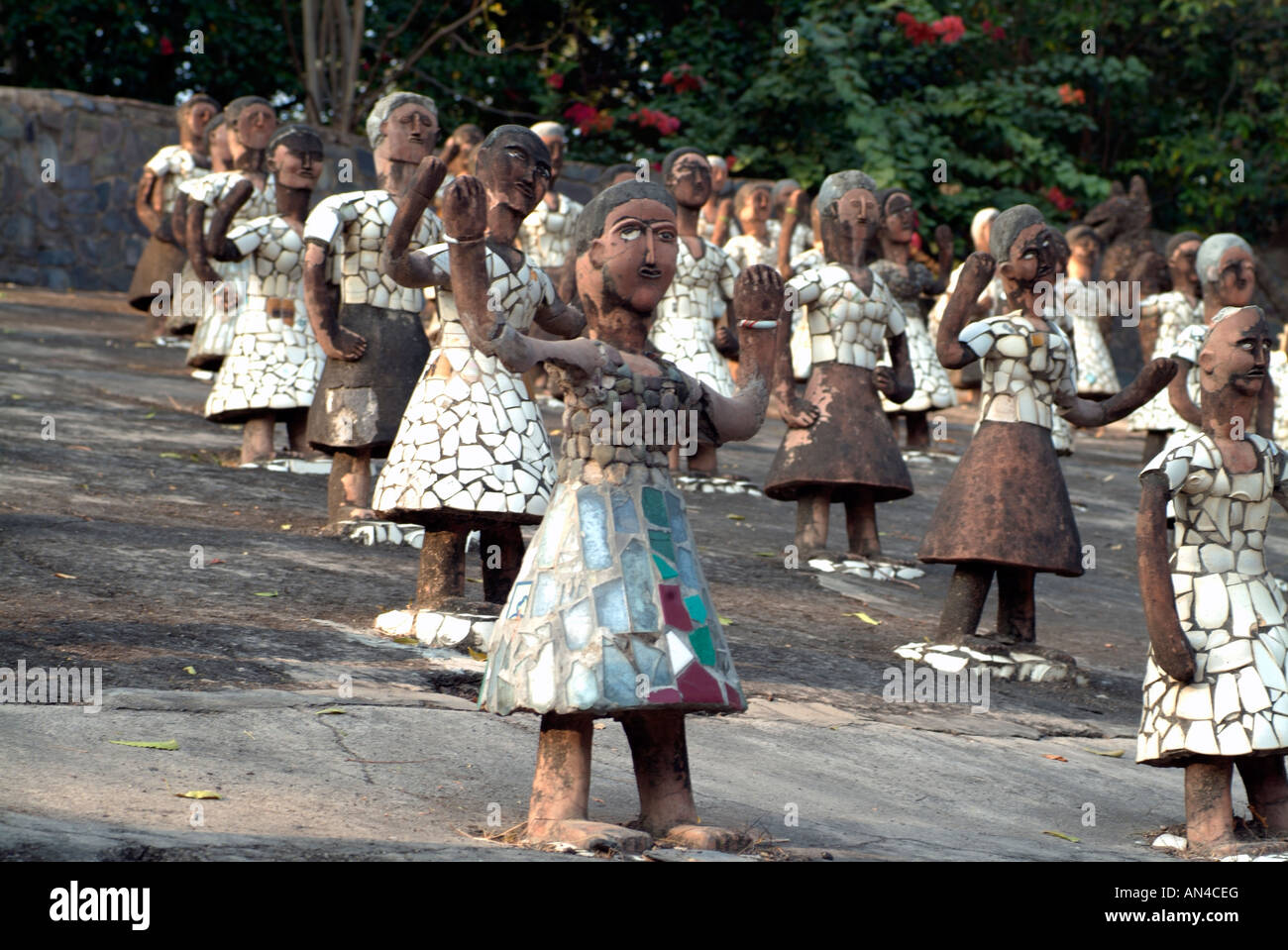 Female sculptures in the Rock Garden designed by Nek Chand in ...