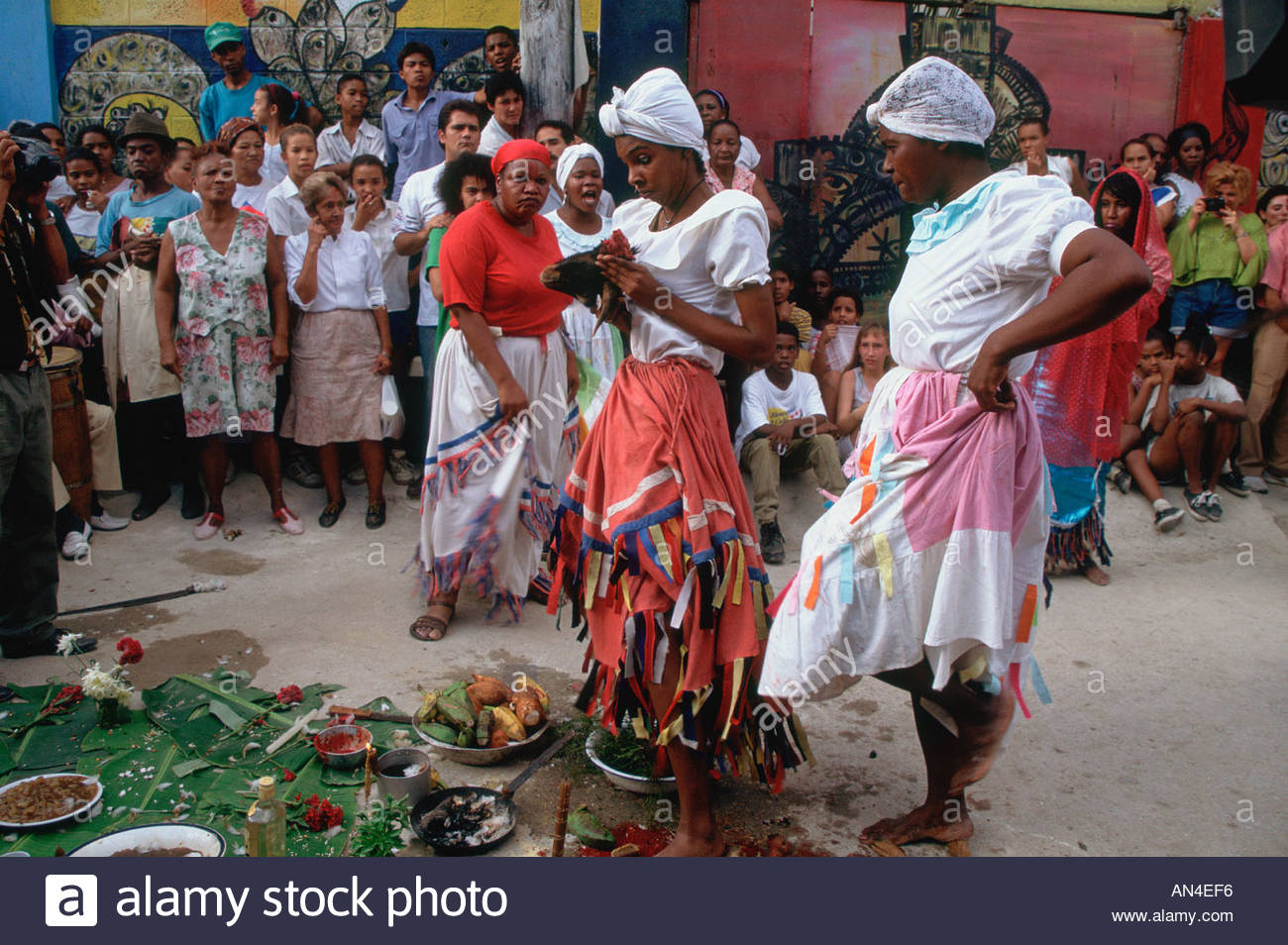 CUBA Havana Hamel street women during Santeria Voodoo ceremony with ...