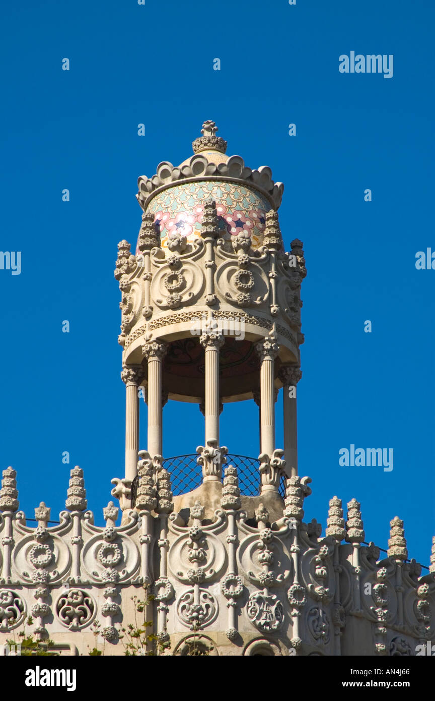 Ornate tower on top of Casa Lléo designed by modernista architect ...