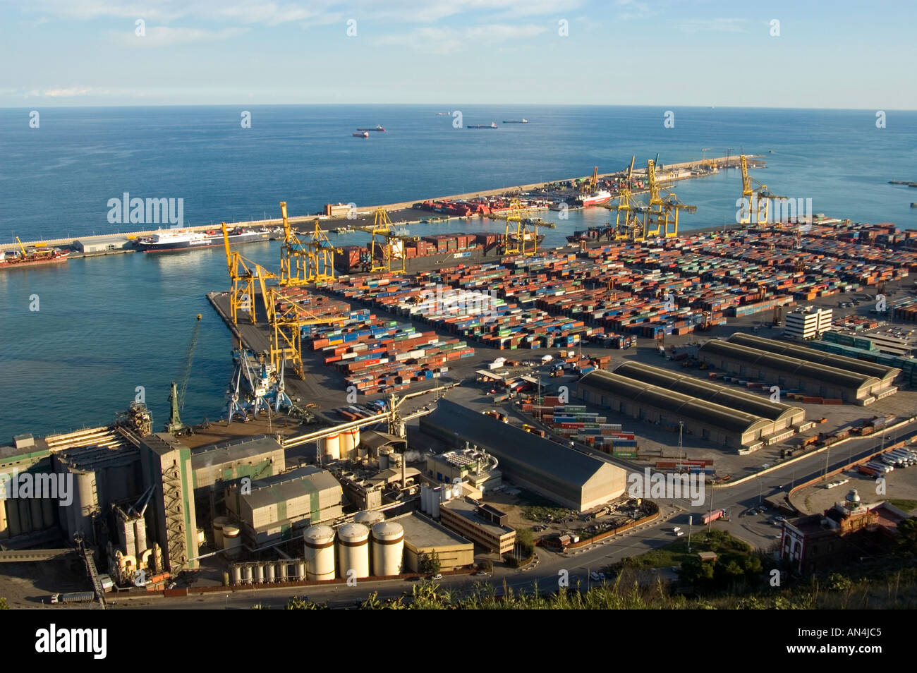 Cargo containers at the port of Barcelona Spain Stock Photo - Alamy
