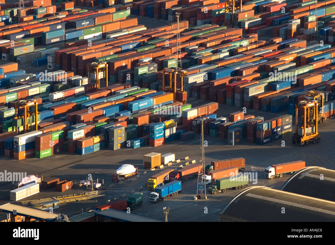 Cargo containers at the port of Barcelona Spain Stock Photo - Alamy