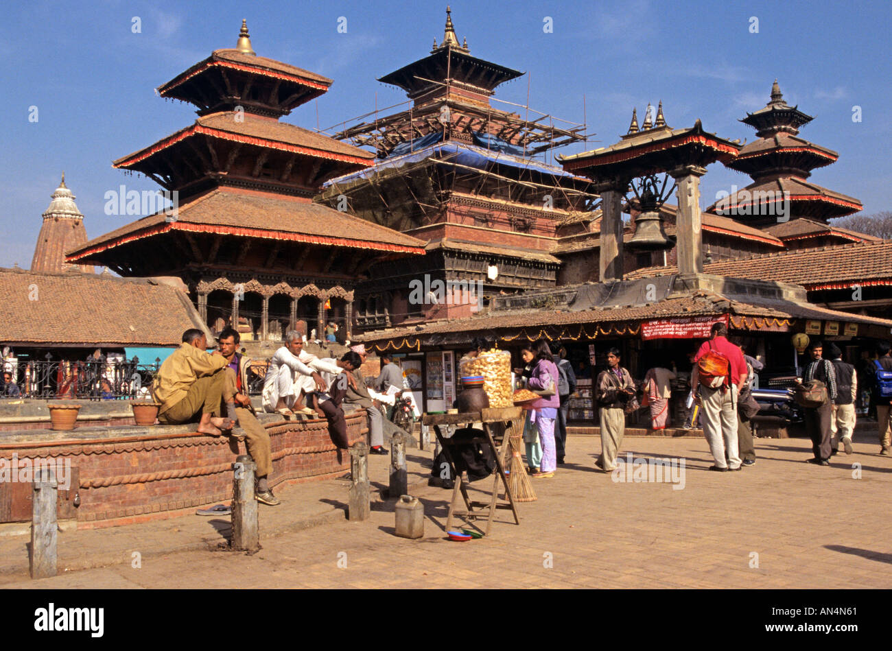Bustling street in front of temple, Patan, Nepal Stock Photo - Alamy