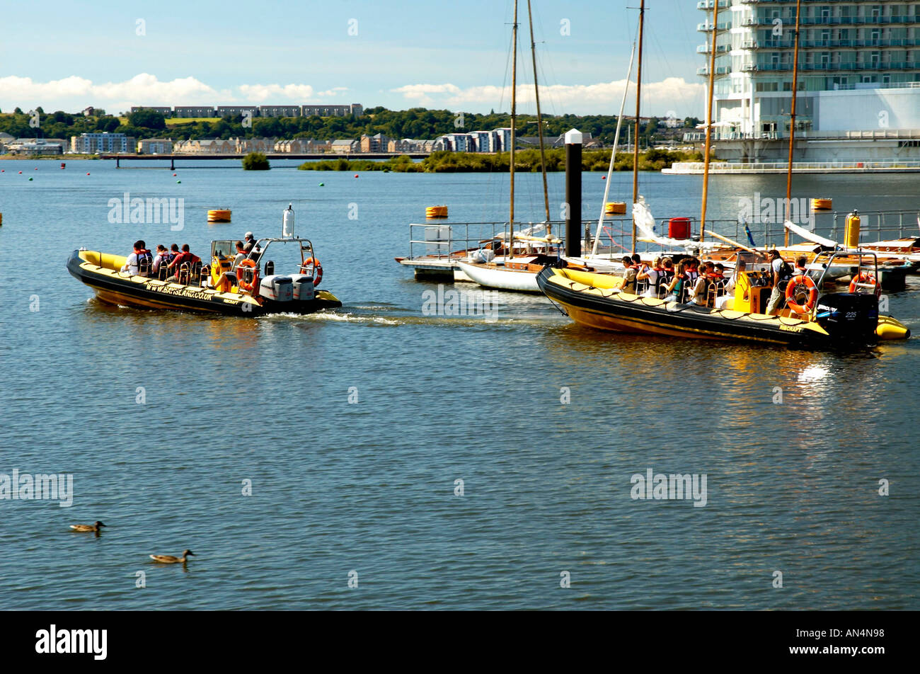 Speedboats Cardiff Bay South Wales Stock Photo - Alamy