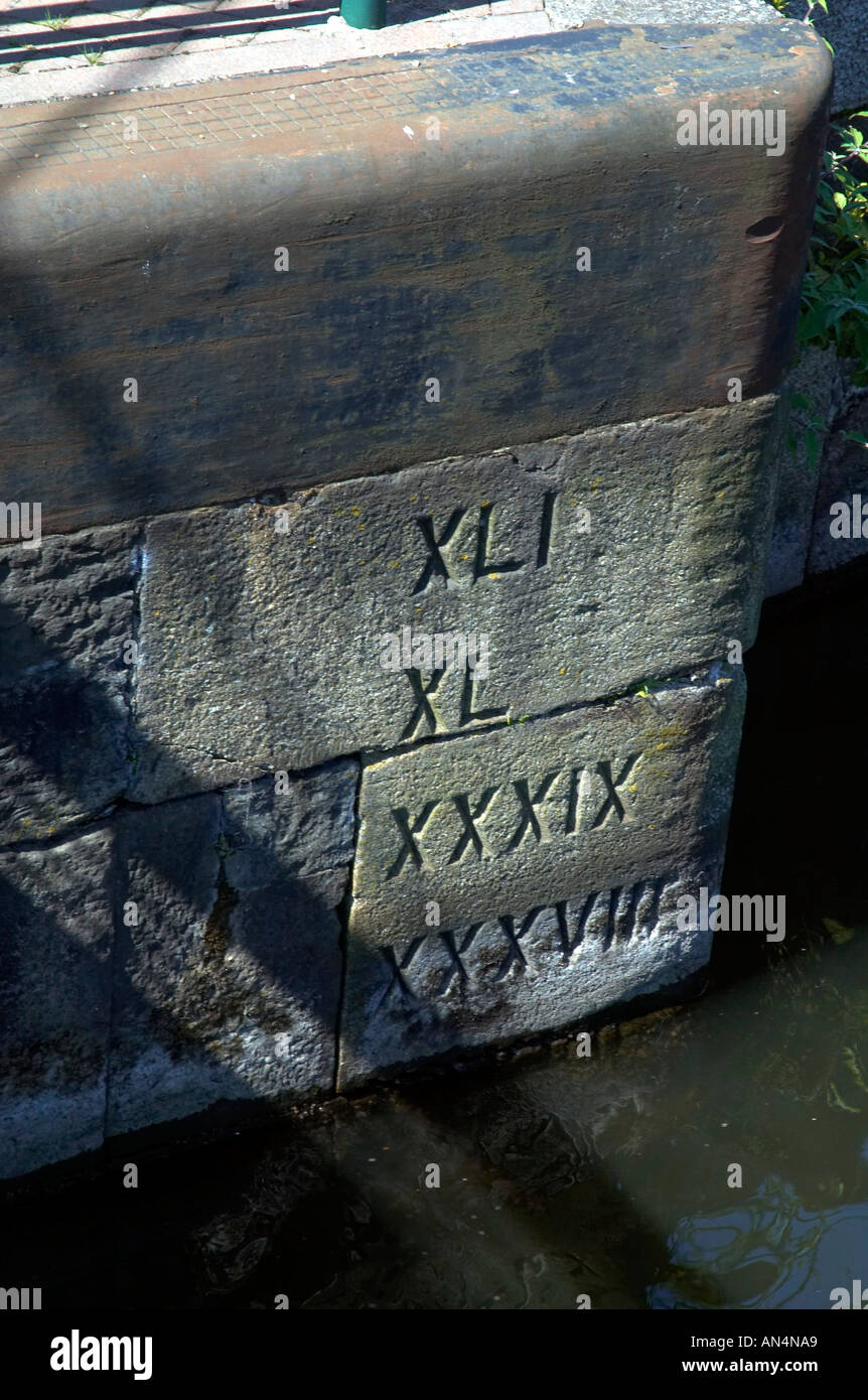Roman Numeral Engravings on Wall of Entrance to Scotts Harbour Cardiff ...