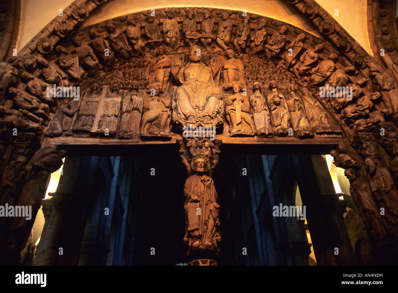 Portico de la Gloria. Romanesque style. Cathedral of Santiago de ...