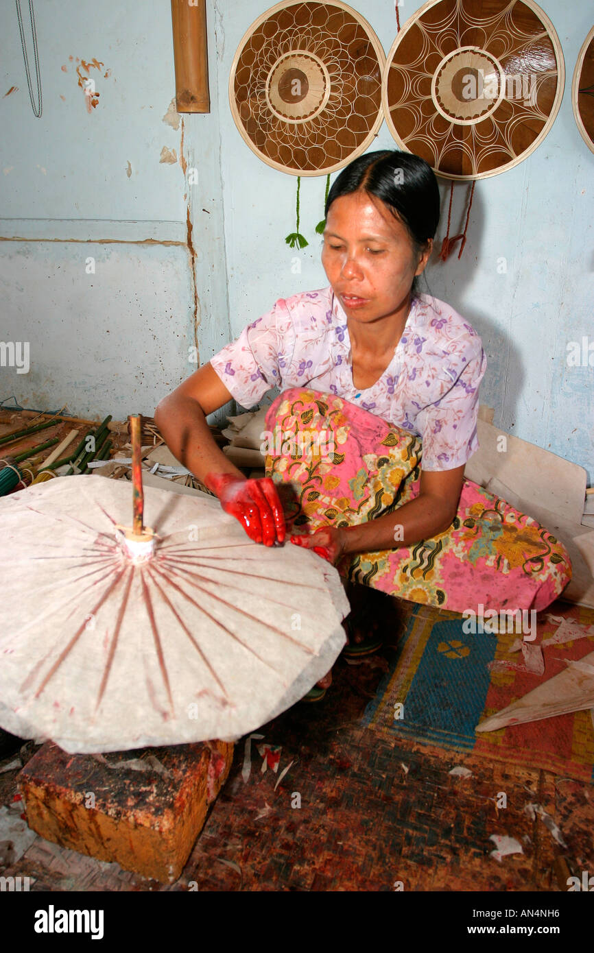 Parasol making at Pindaya, Shan State, Burma, (Myanmar Stock Photo - Alamy