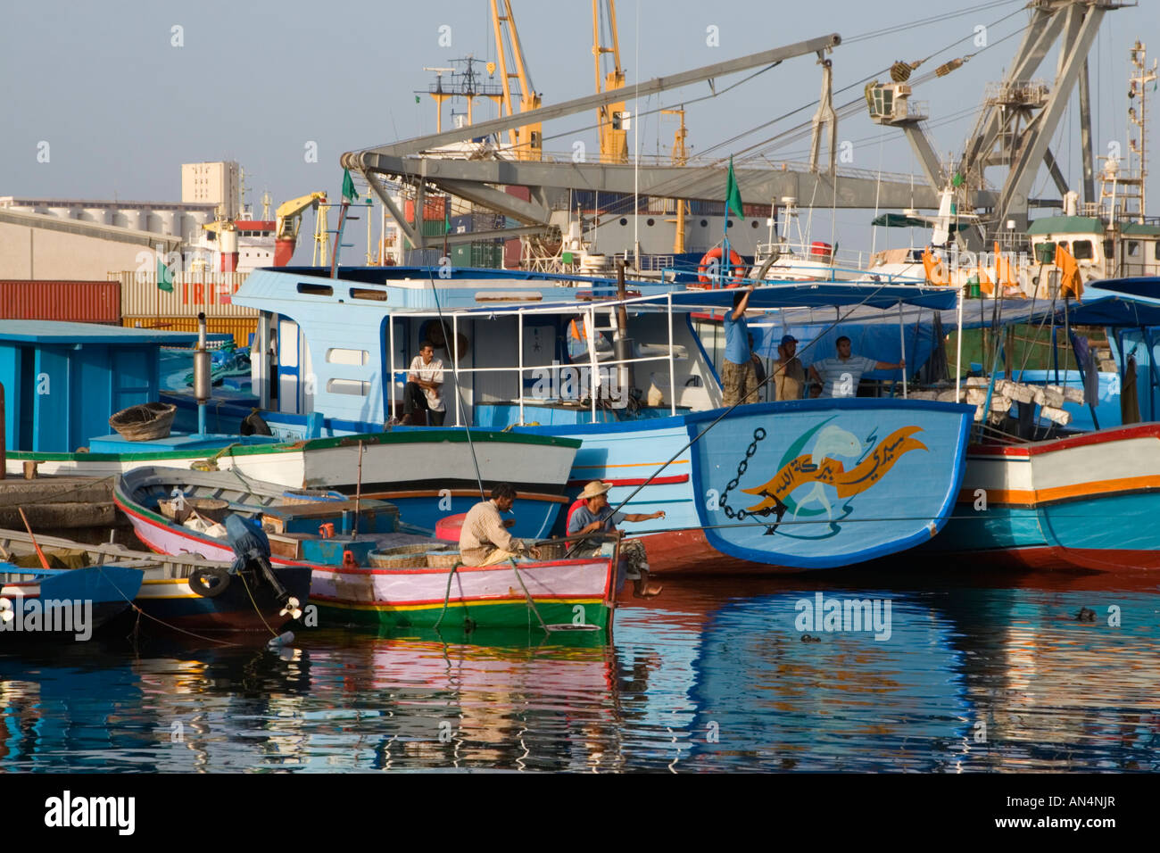 Tripoli, Libya. Men Fishing in Tripoli Harbor, Harbour Stock Photo - Alamy