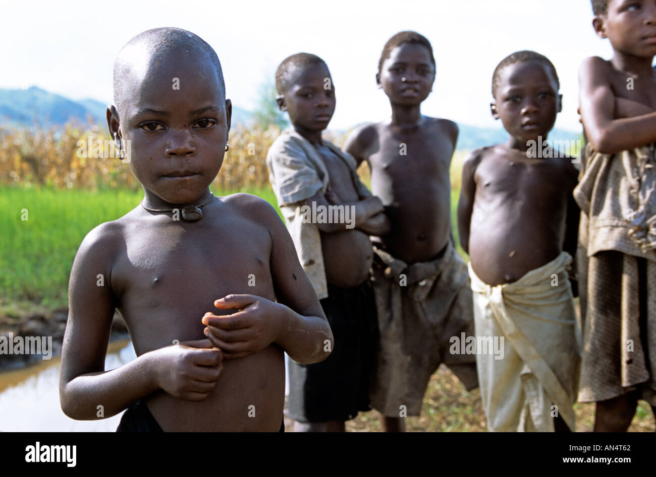 A group of African boys looking at the camera Stock Photo - Alamy