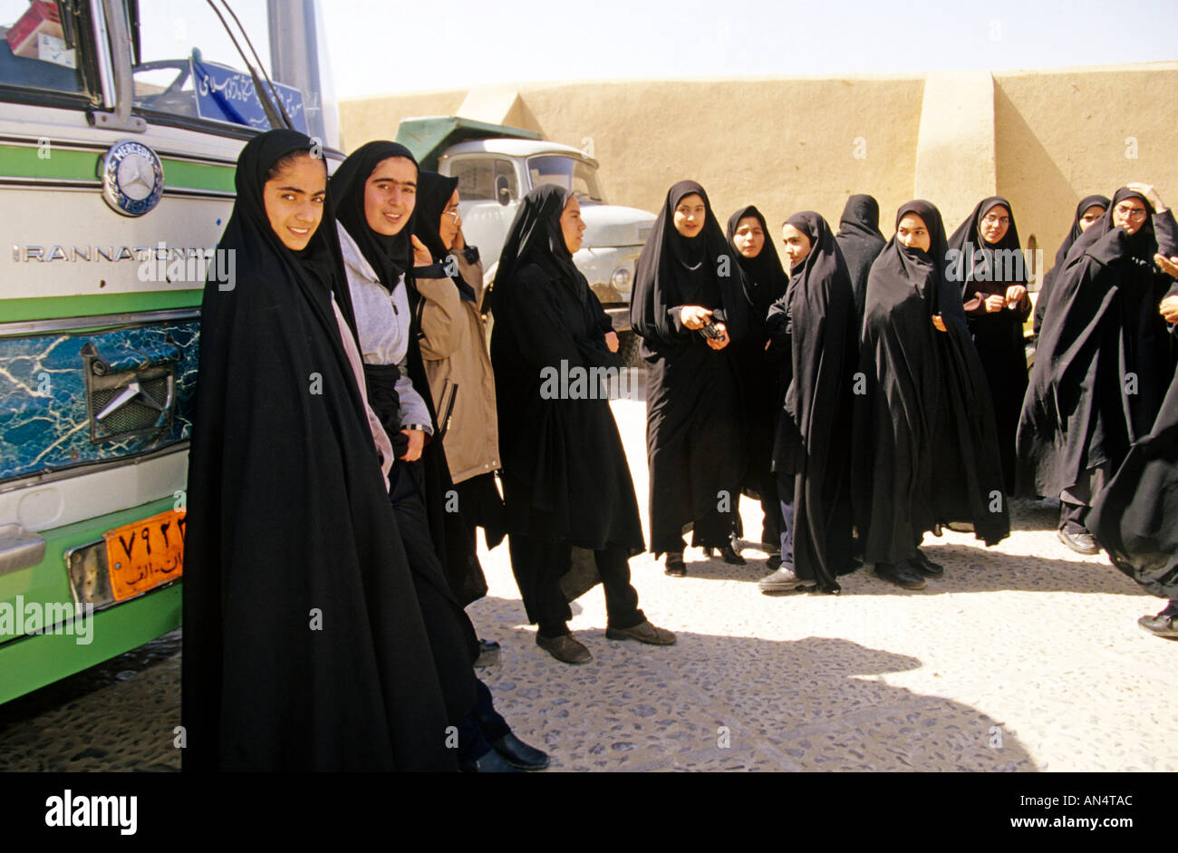 A group of Muslim girls smile for the camera Stock Photo - Alamy