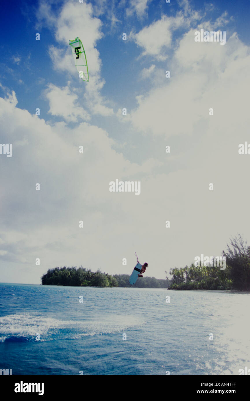 Kiteboarding, Moorea, French Polynesia Stock Photo - Alamy
