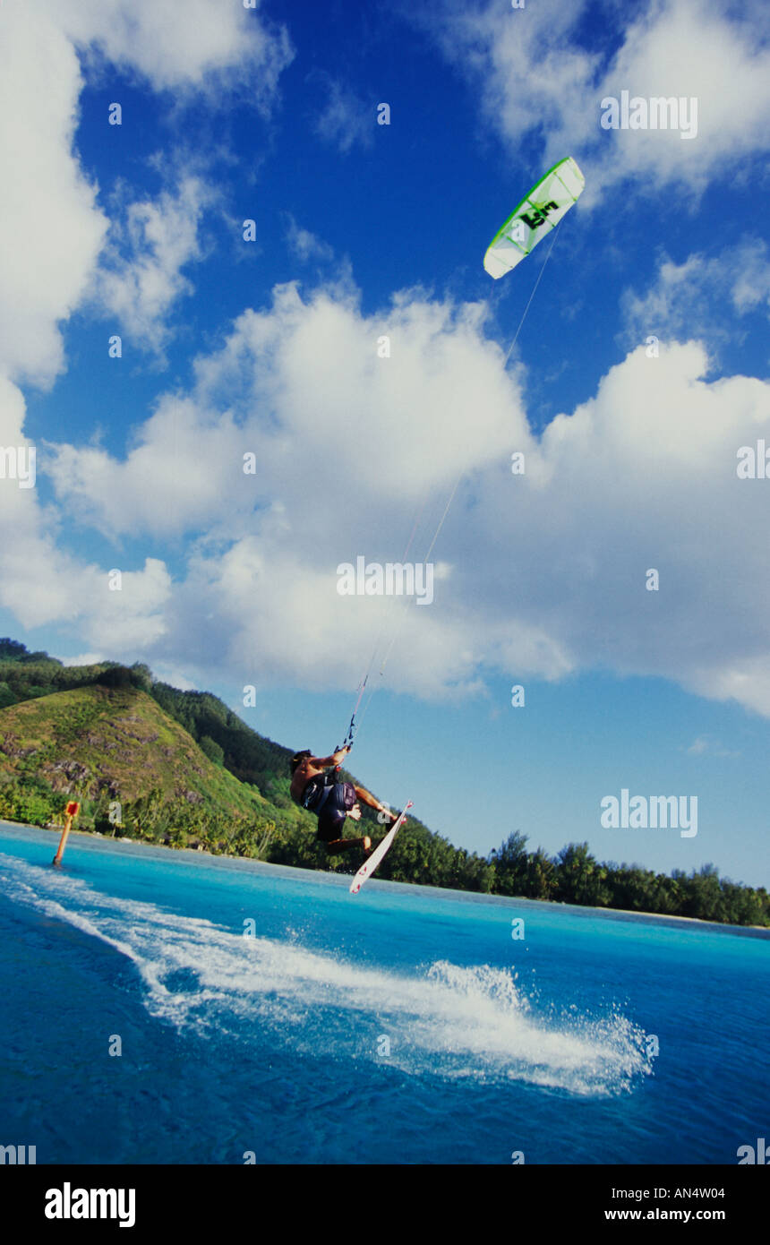 Kiteboarding, Moorea, French Polynesia Stock Photo - Alamy