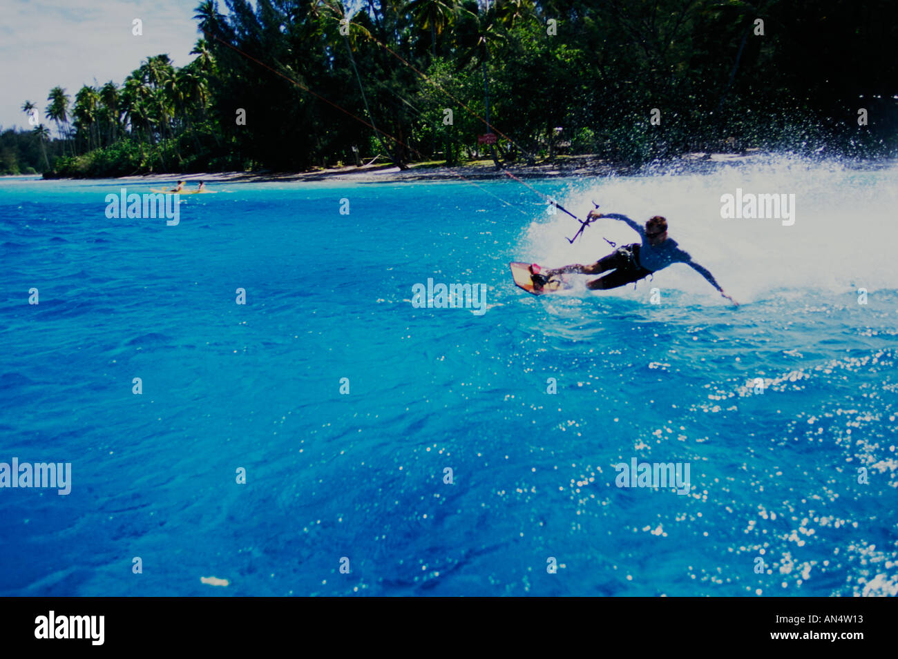 Kiteboarding, Moorea, French Polynesia Stock Photo - Alamy