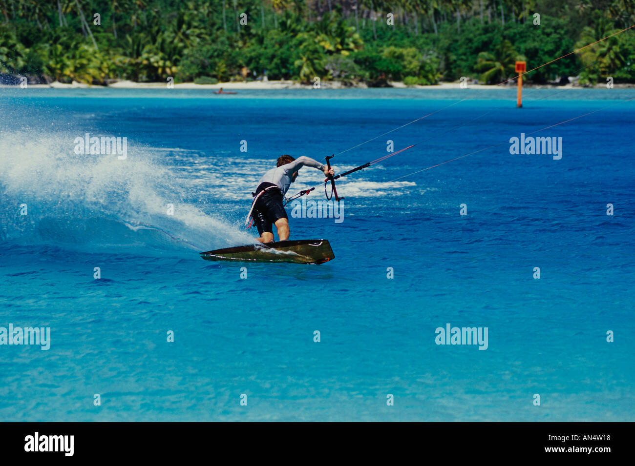 Kiteboarding, Moorea, French Polynesia Stock Photo - Alamy
