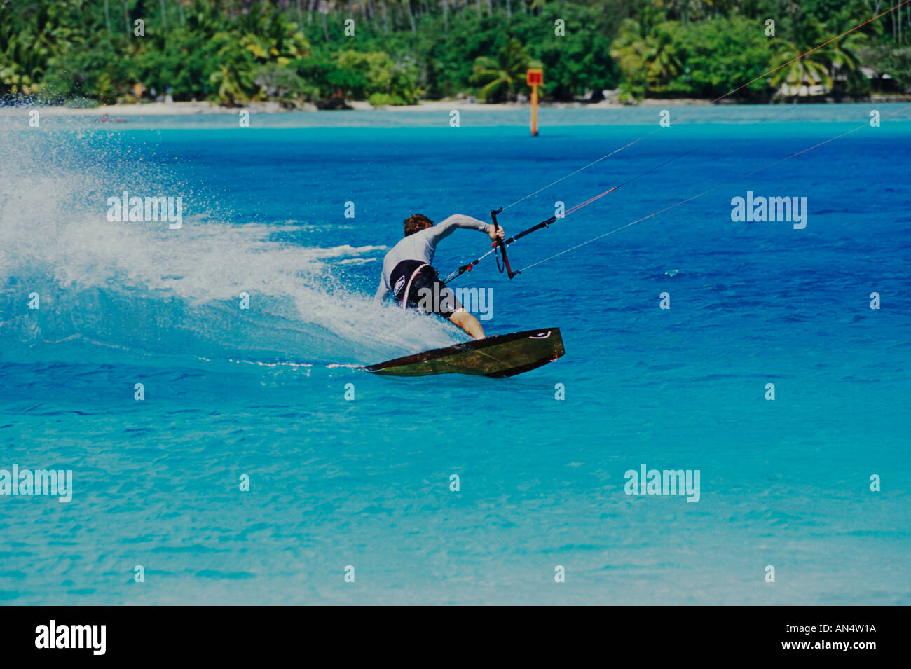 Kiteboarding, Moorea, French Polynesia Stock Photo - Alamy