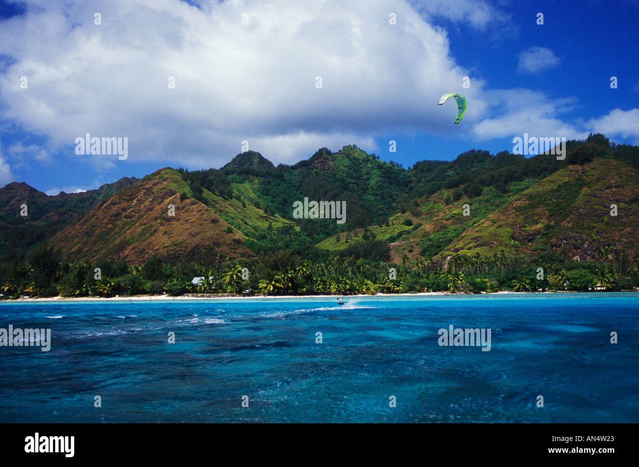 Kiteboarding, Moorea, French Polynesia Stock Photo - Alamy