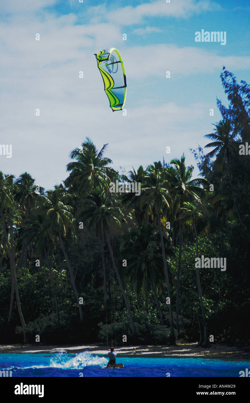 Kiteboarding, Moorea, French Polynesia Stock Photo - Alamy