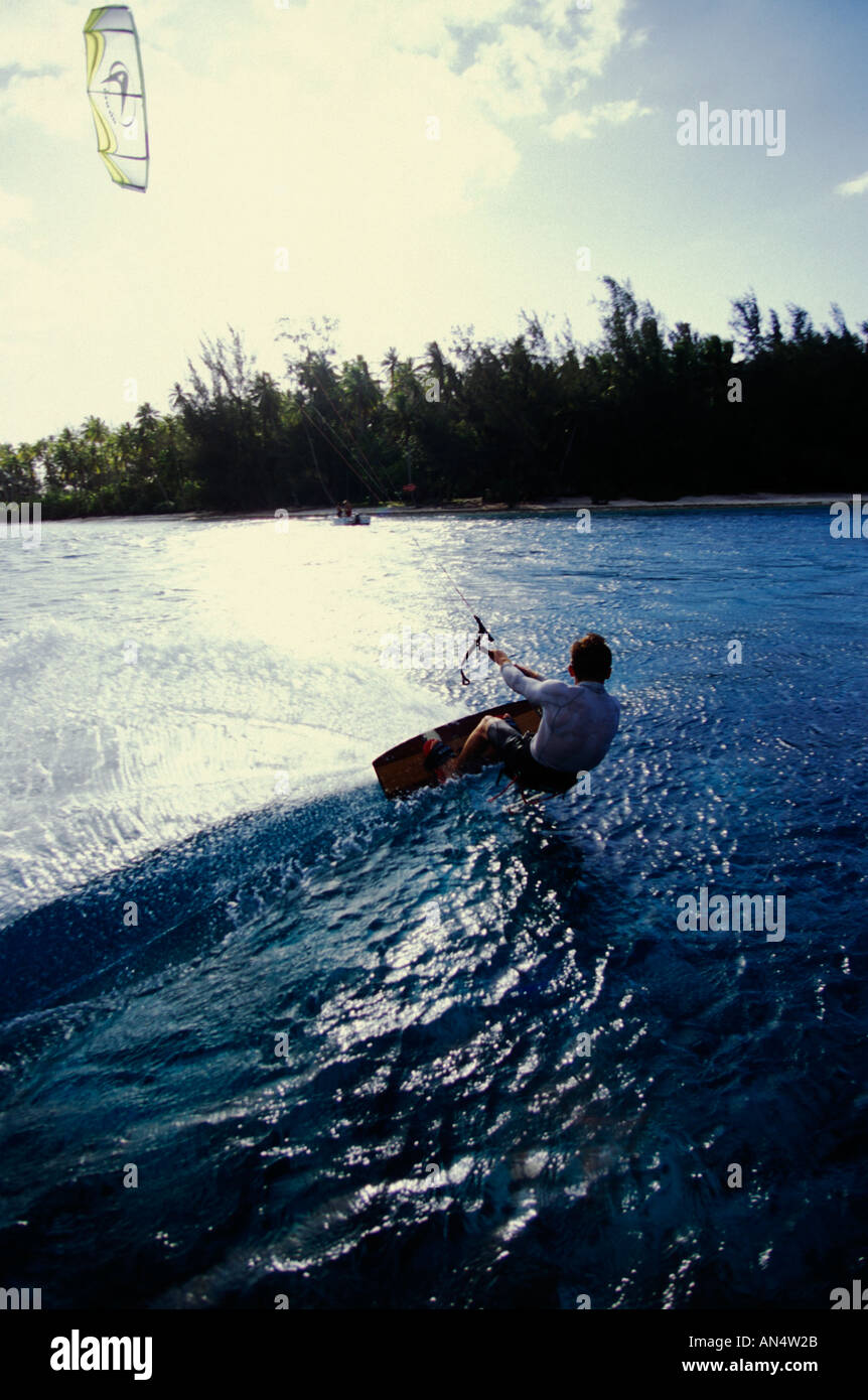 Kiteboarding, Moorea, French Polynesia Stock Photo - Alamy