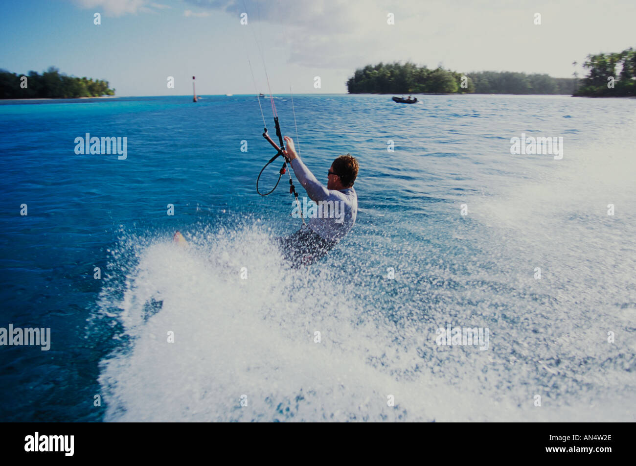 Kiteboarding, Moorea, French Polynesia Stock Photo - Alamy