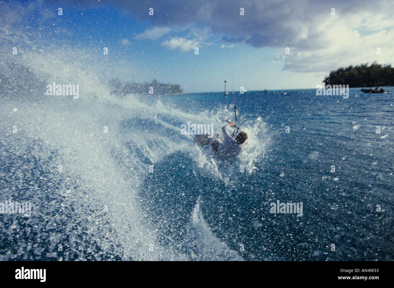 Kiteboarding, Moorea, French Polynesia Stock Photo - Alamy