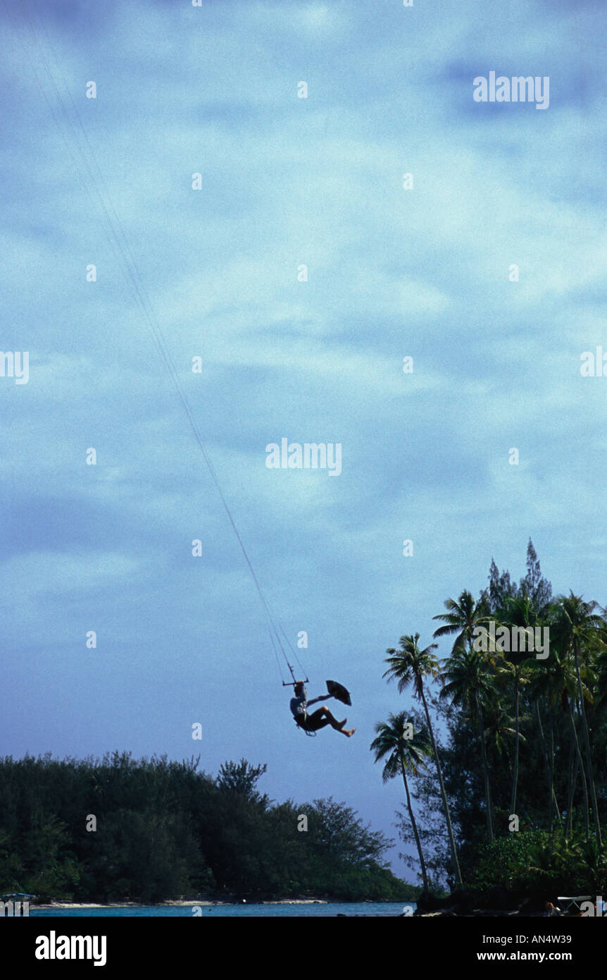 Kiteboarding, Moorea, French Polynesia Stock Photo - Alamy