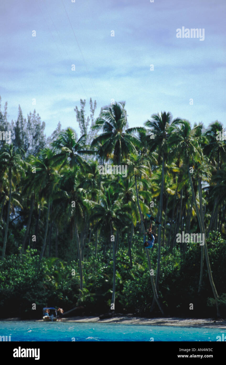 Kiteboarding, Moorea, French Polynesia Stock Photo - Alamy