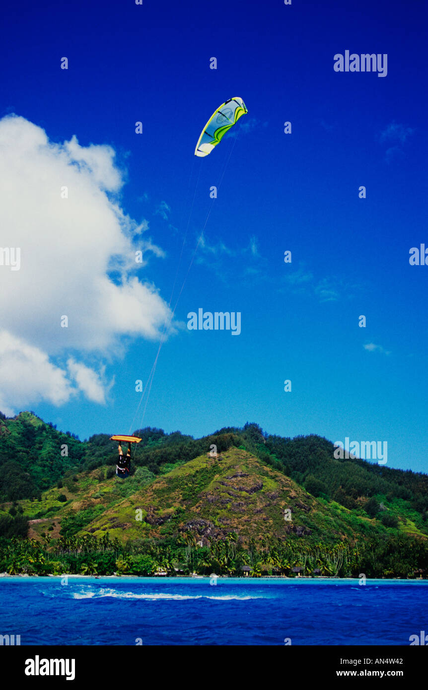 Kiteboarding, Moorea, French Polynesia Stock Photo - Alamy