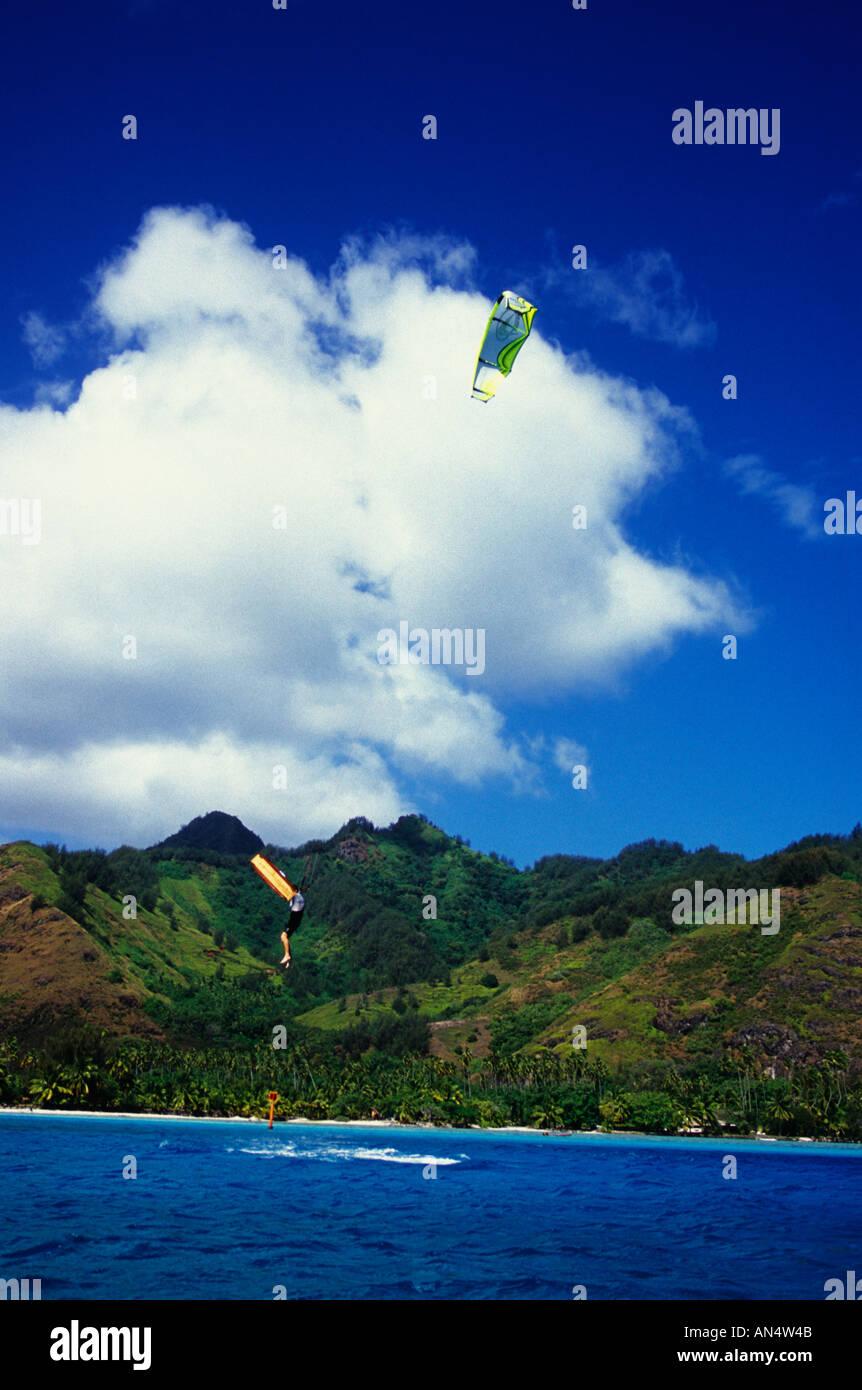 Kiteboarding, Moorea, French Polynesia Stock Photo - Alamy