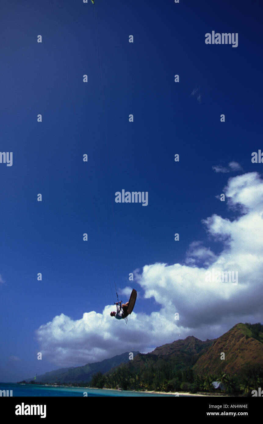 Kiteboarding, Moorea, French Polynesia Stock Photo - Alamy