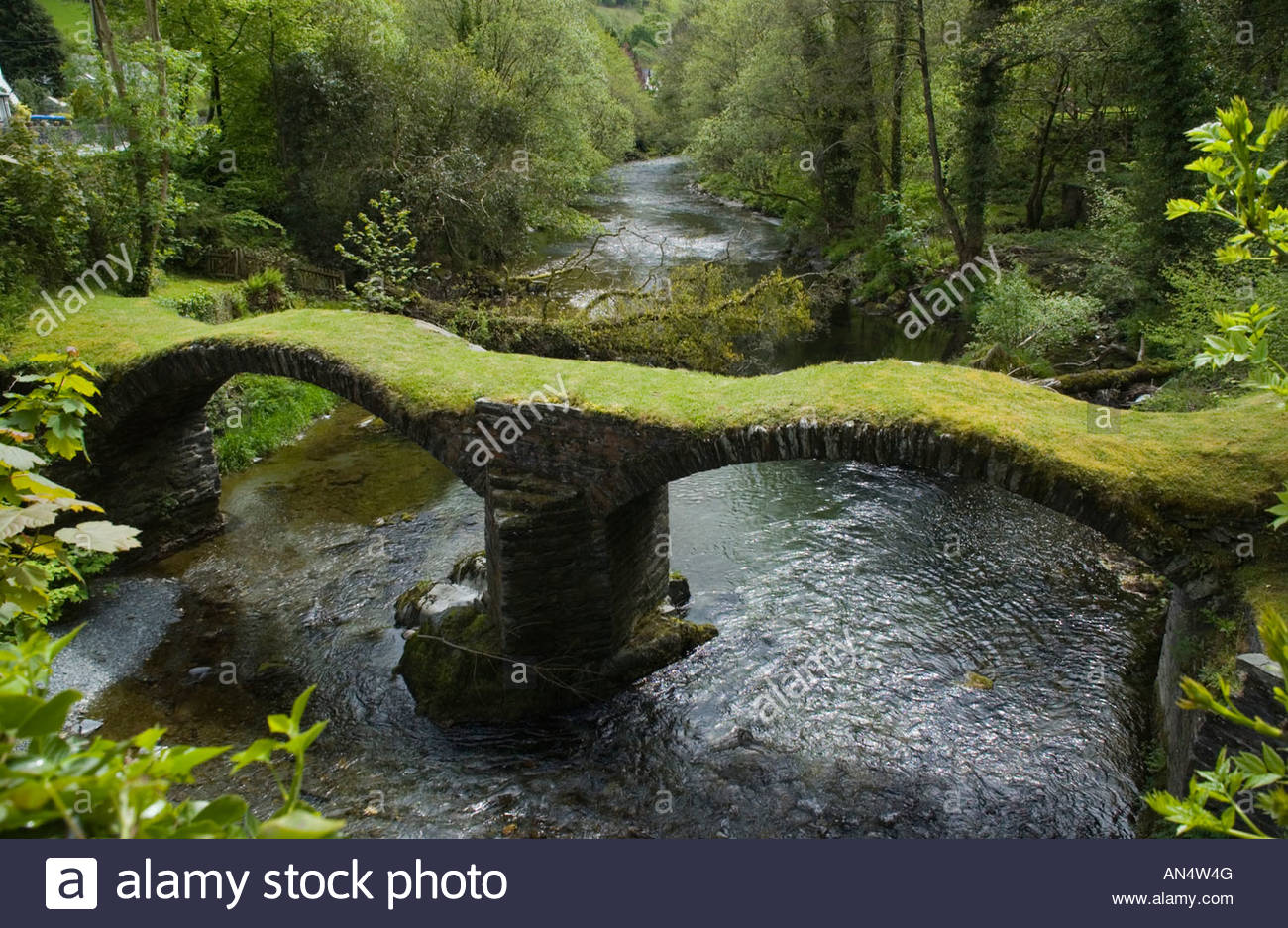 North West Wales Pont Minllyn 17c Pack Horse Bridge River Dovey Dinas ...