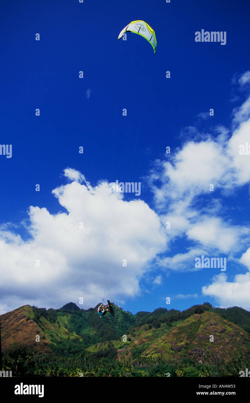 Kiteboarding, Moorea, French Polynesia Stock Photo - Alamy