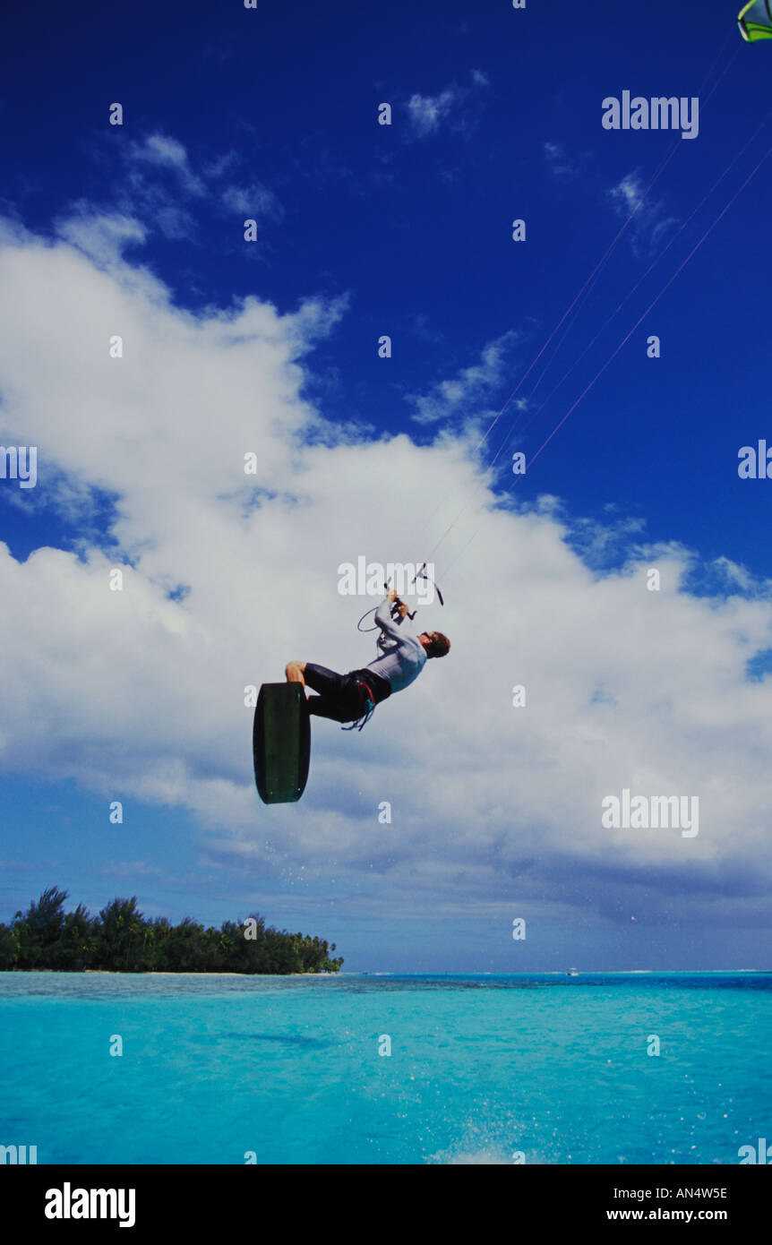 Kiteboarding, Moorea, French Polynesia Stock Photo - Alamy