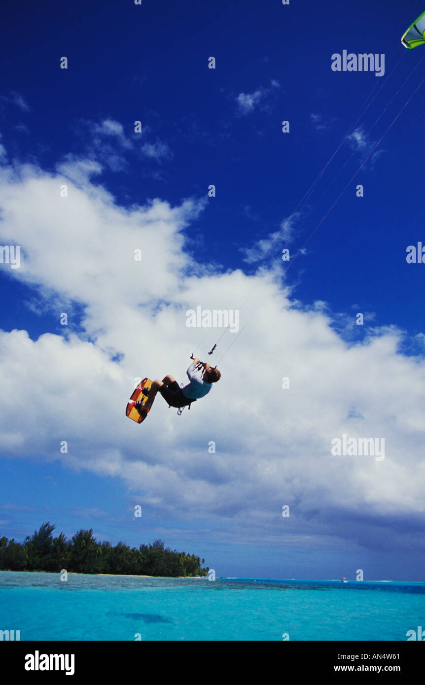 Kiteboarding, Moorea, French Polynesia Stock Photo - Alamy