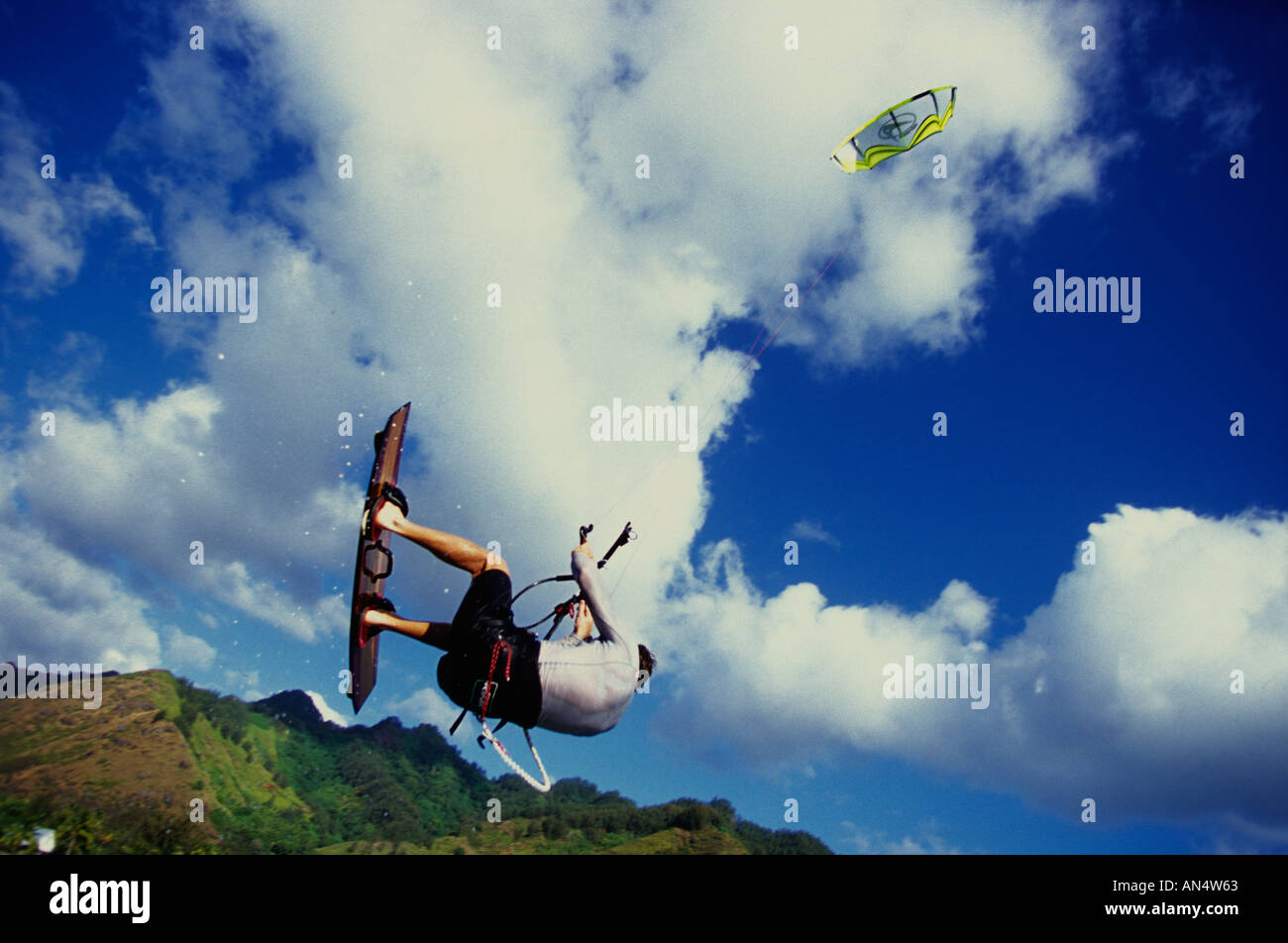 Kiteboarding, Moorea, French Polynesia Stock Photo - Alamy