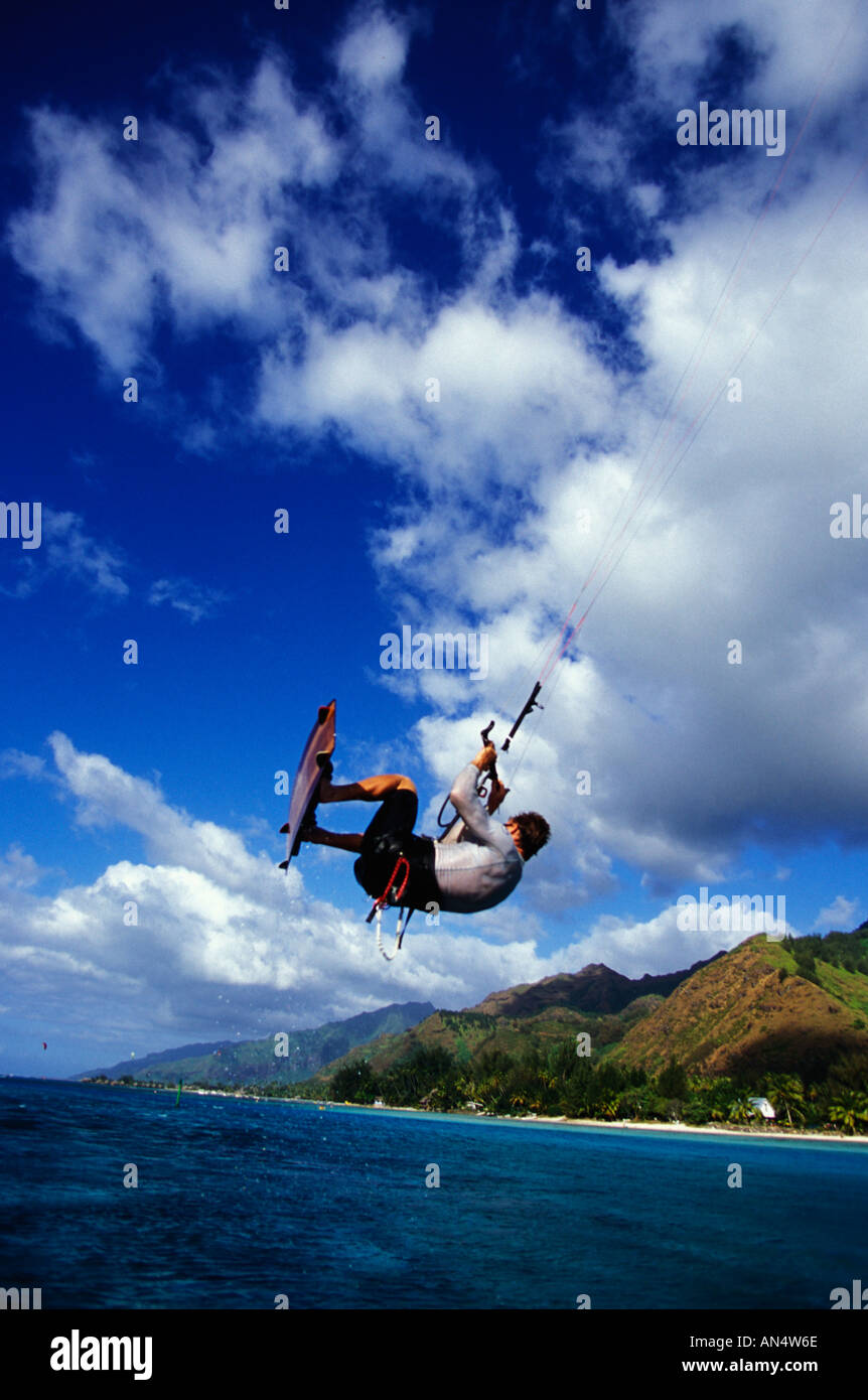 Kiteboarding, Moorea, French Polynesia Stock Photo - Alamy
