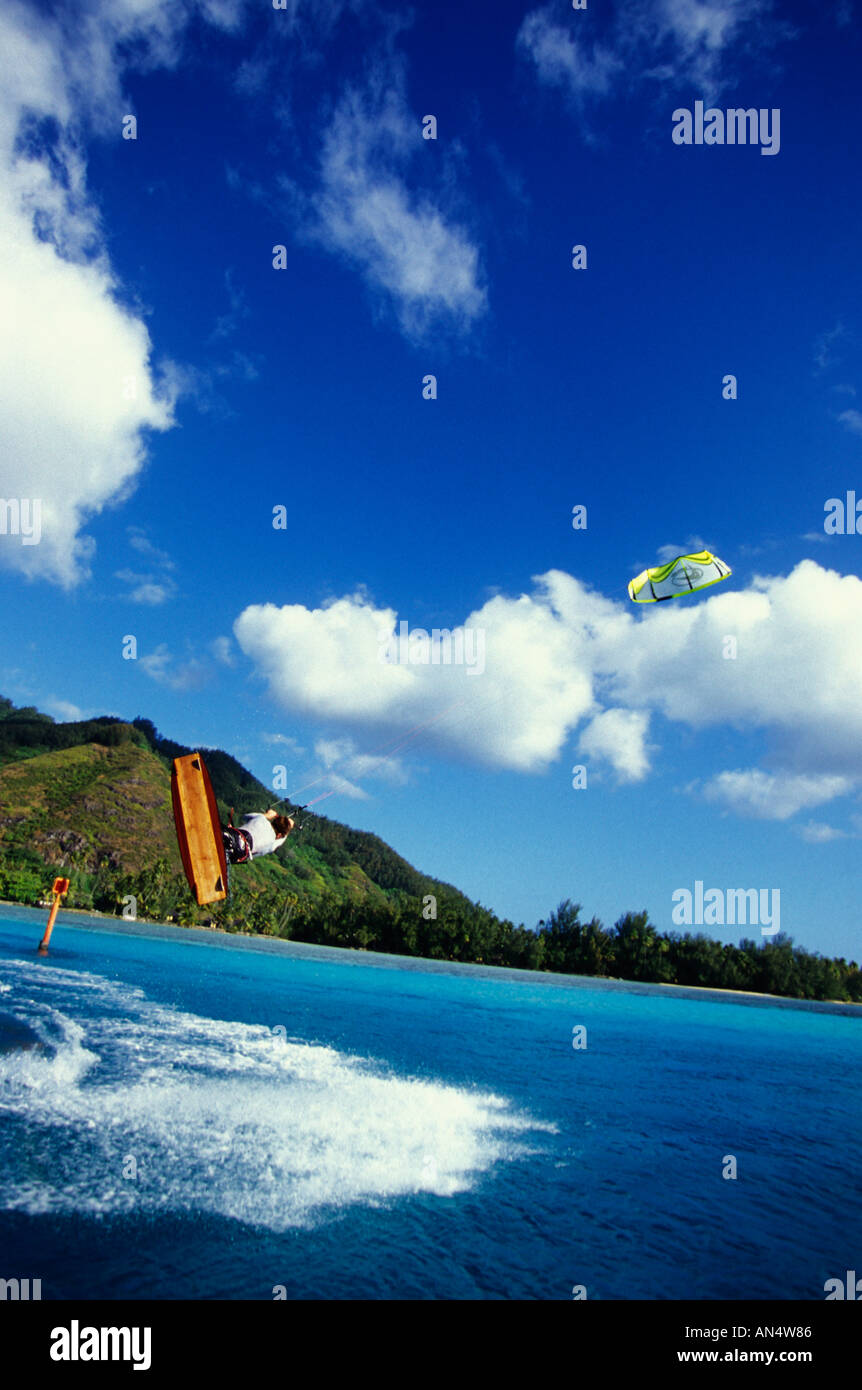 Kiteboarding, Moorea, French Polynesia Stock Photo - Alamy