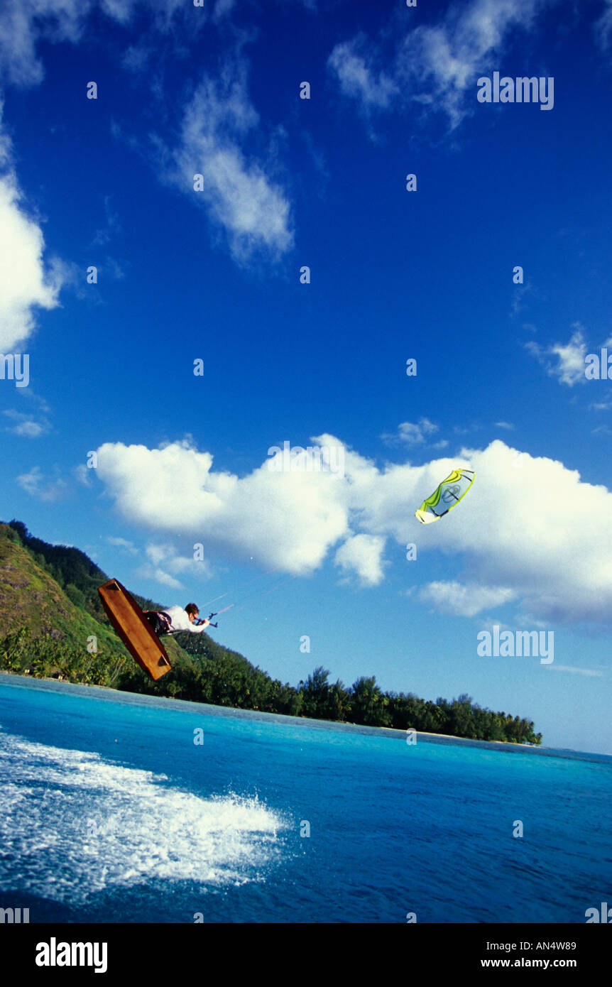 Kiteboarding, Moorea, French Polynesia Stock Photo - Alamy