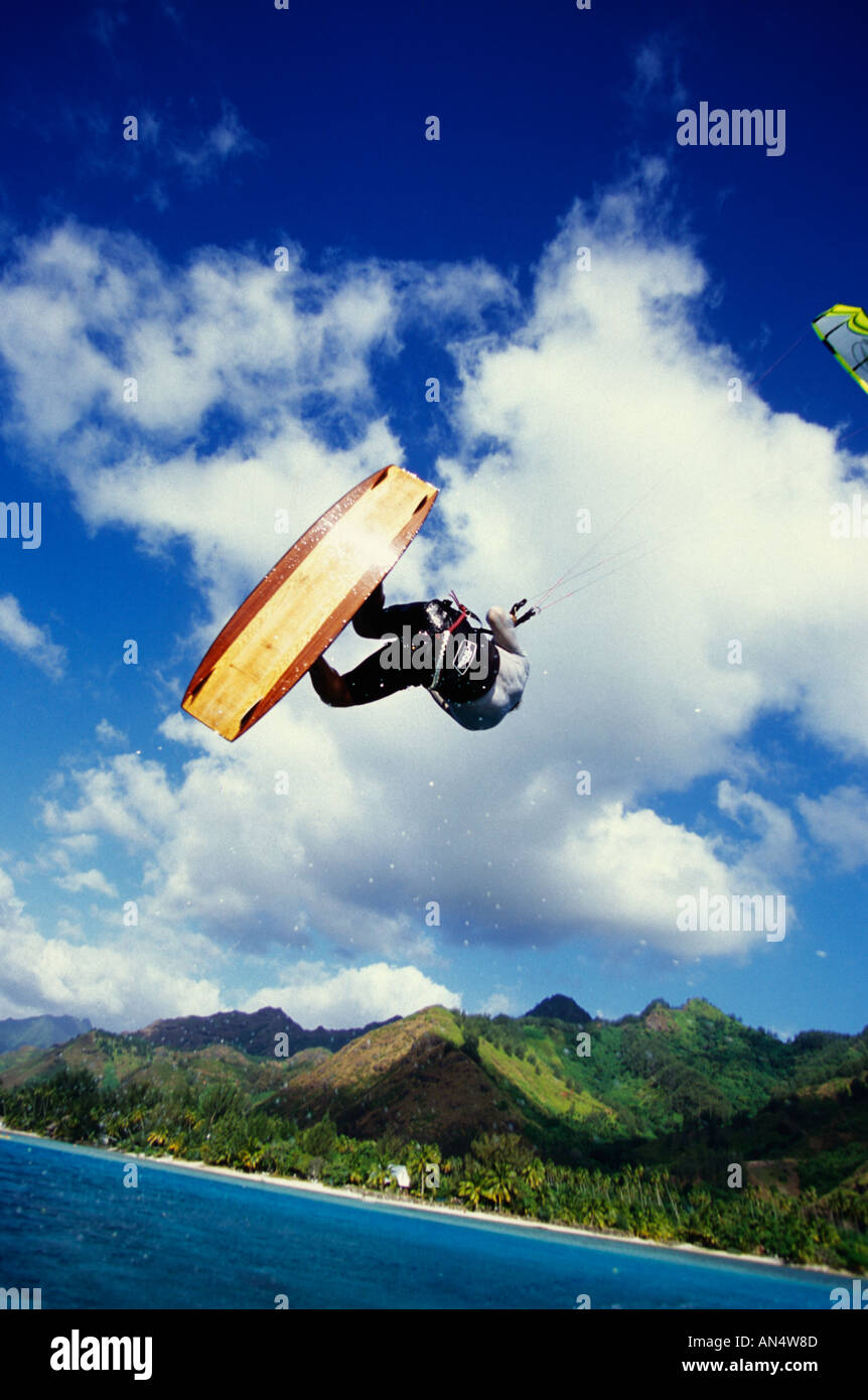 Kiteboarding, Moorea, French Polynesia Stock Photo - Alamy
