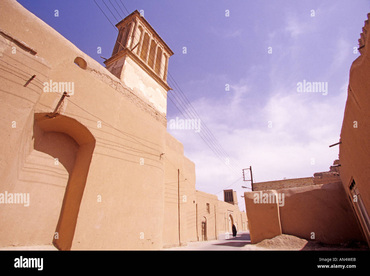 Traditional terracotta coloured building in suburb, Iran, Middle East ...