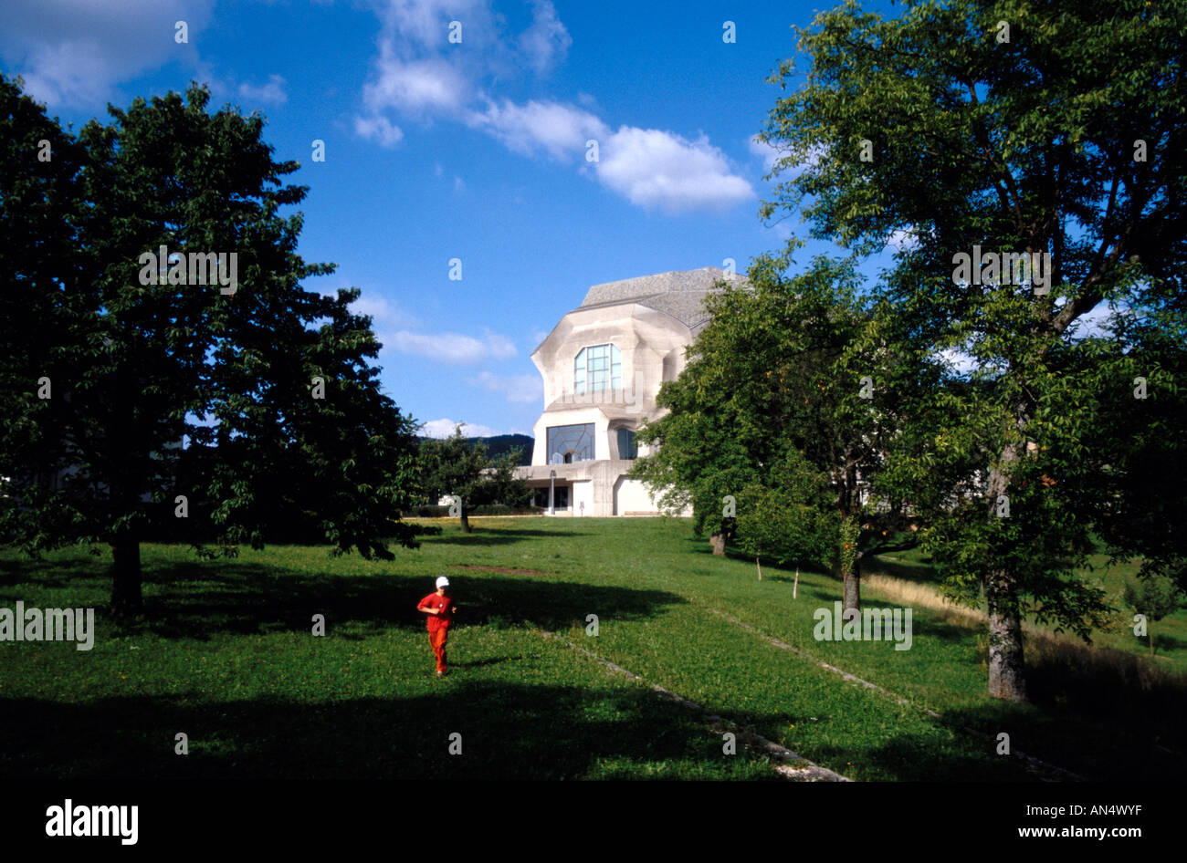 The South West side of The Goetheanum Building viewed through the trees ...