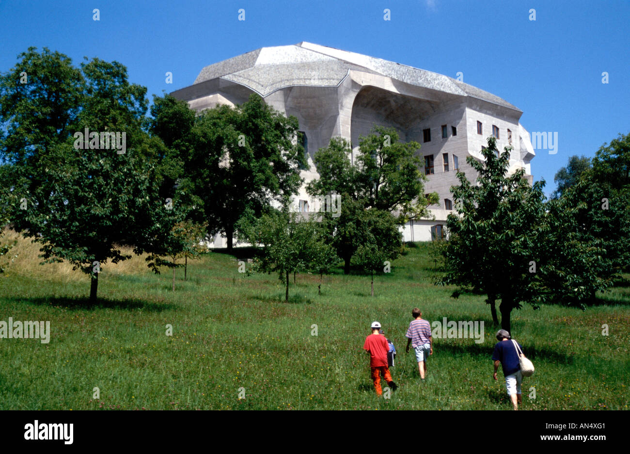The South West side of The Goetheanum Building viewed through the trees ...