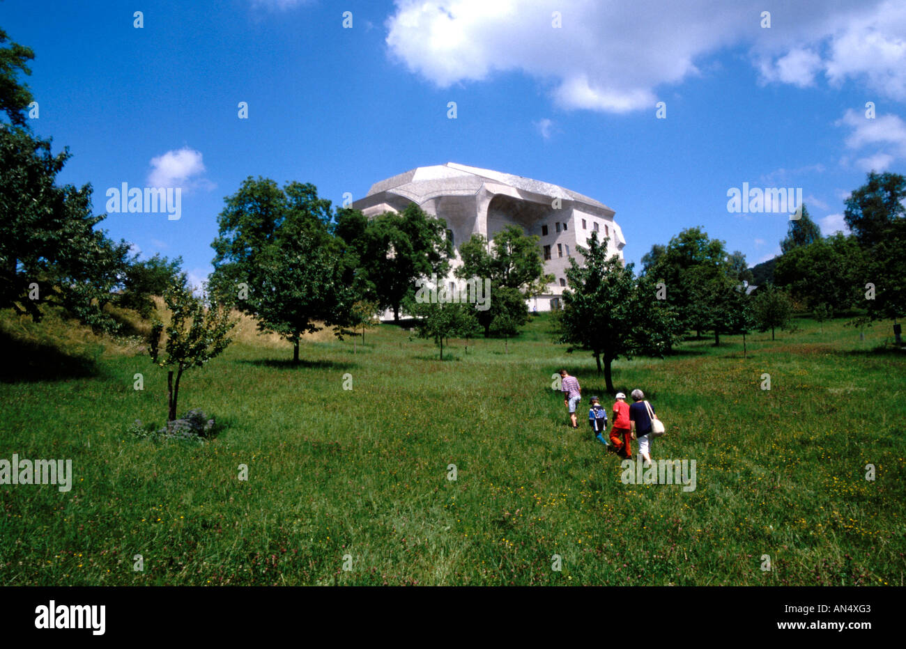 The South West side of The Goetheanum Building viewed through the trees ...