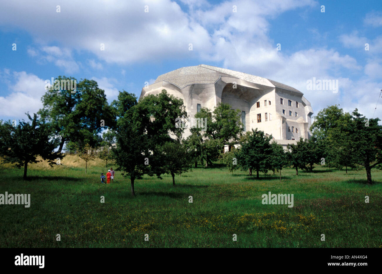 The South West side of The Goetheanum Building viewed through the trees ...