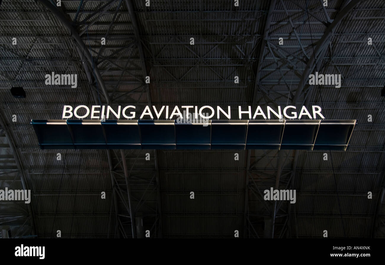 Boeing Aviation Hangar sign at the Smithsonian Air and Space Museum ...