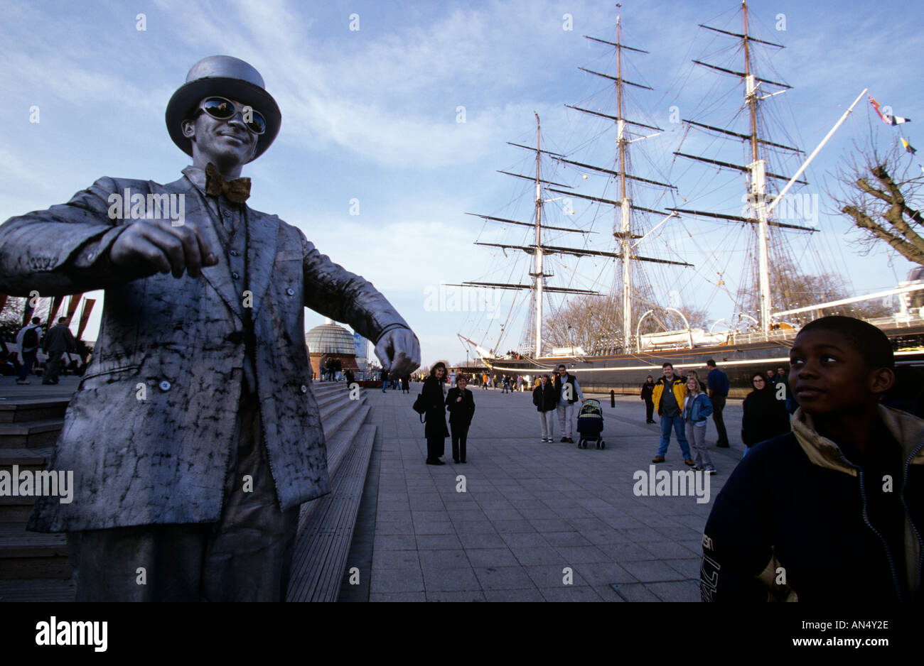 A street preformer at the cutty sark in Greenwich London Stock Photo ...
