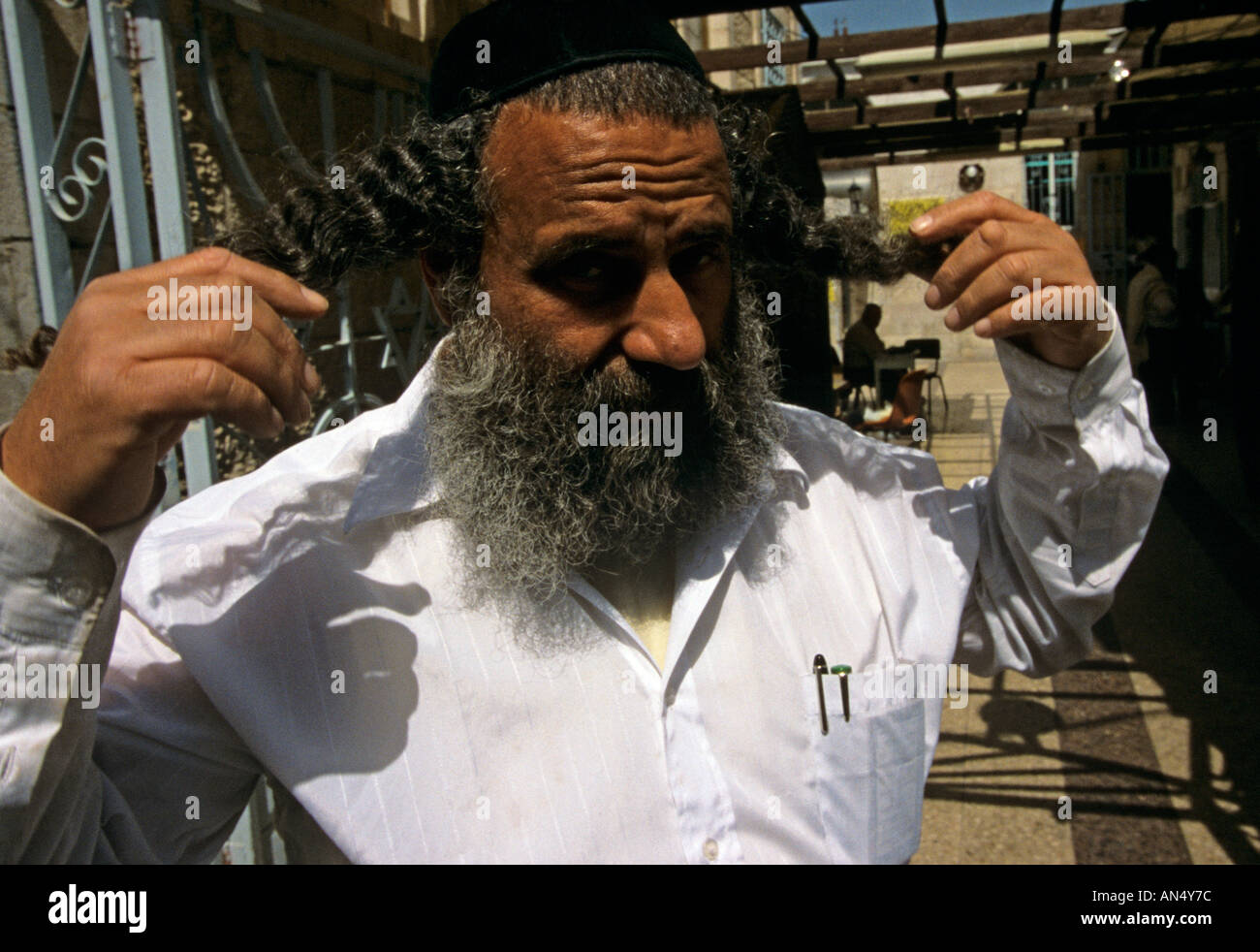A Rabbi shows his hair in Mea Shearim Jerusalem Israel Stock Photo - Alamy