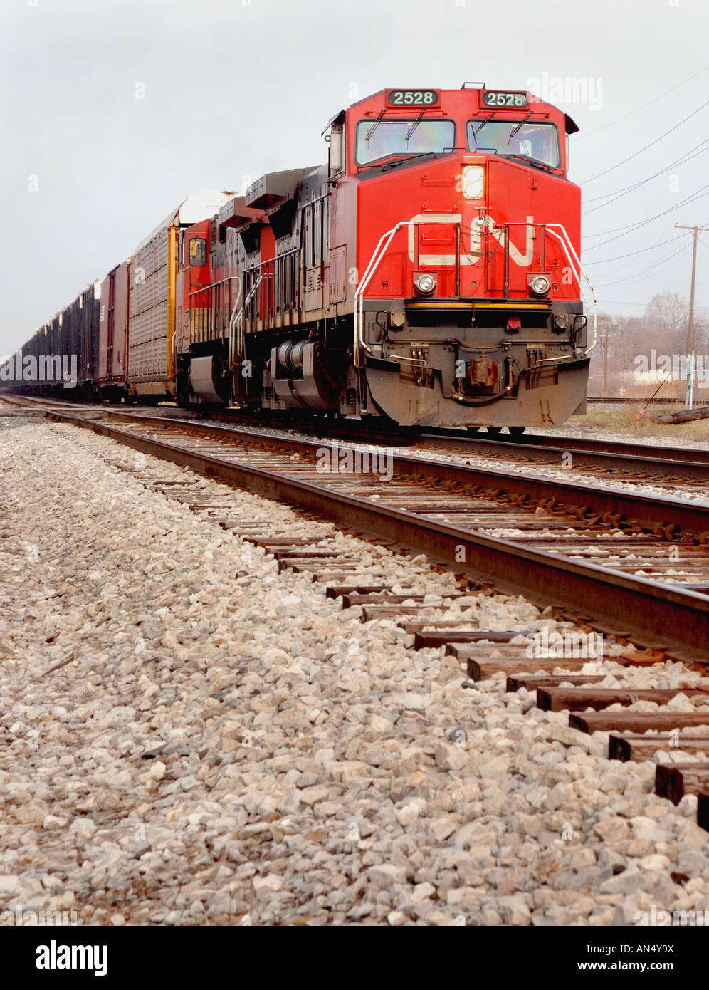 Red Freight Train Stock Photo - Alamy
