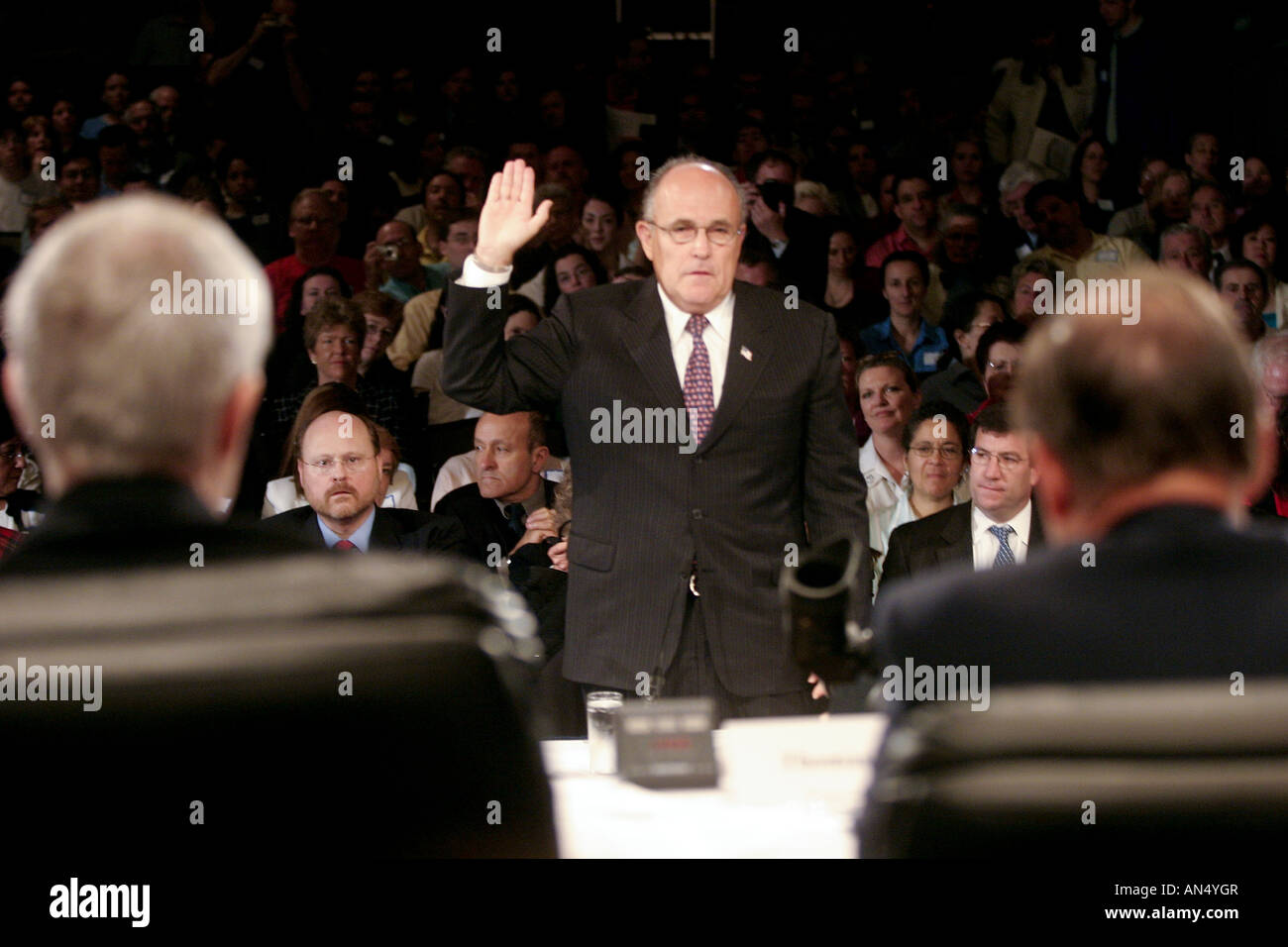 New York City Mayor Rudolph (Rudy) Giuliani being sworn in before ...